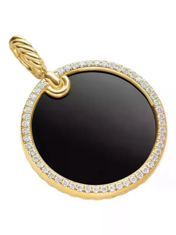David Yurman 18k Yellow Dy Elements Diamond And Onyx Pendant