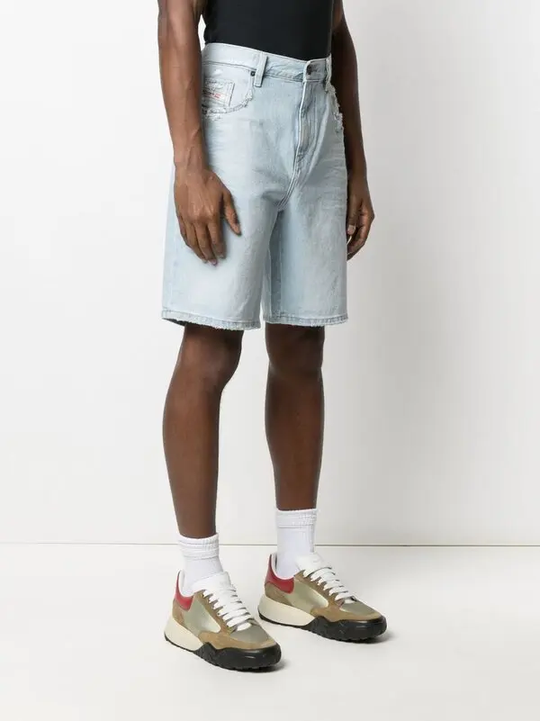 DIESEL® Light Wash Distressed Denim Shorts