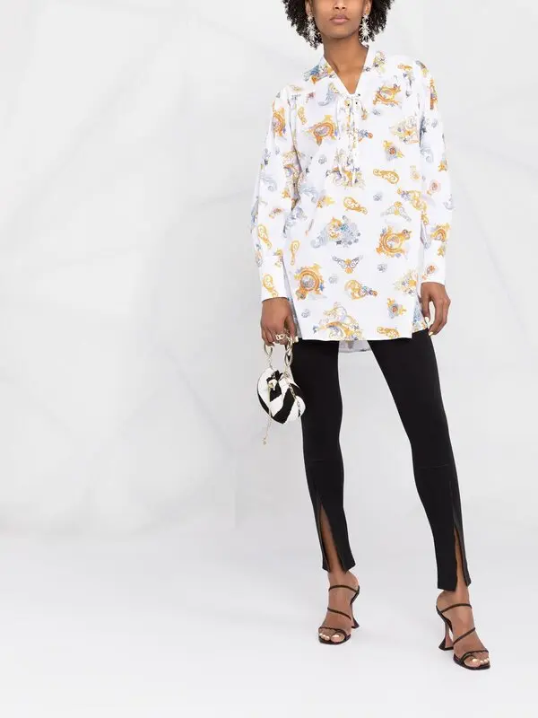 Versace Barocco Print Lace-up Shirt