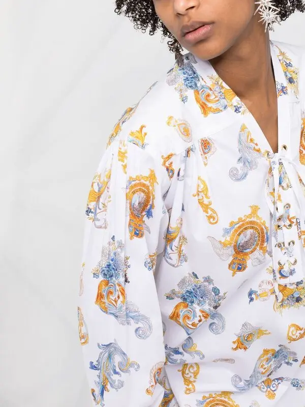 Versace Barocco Print Lace-up Shirt