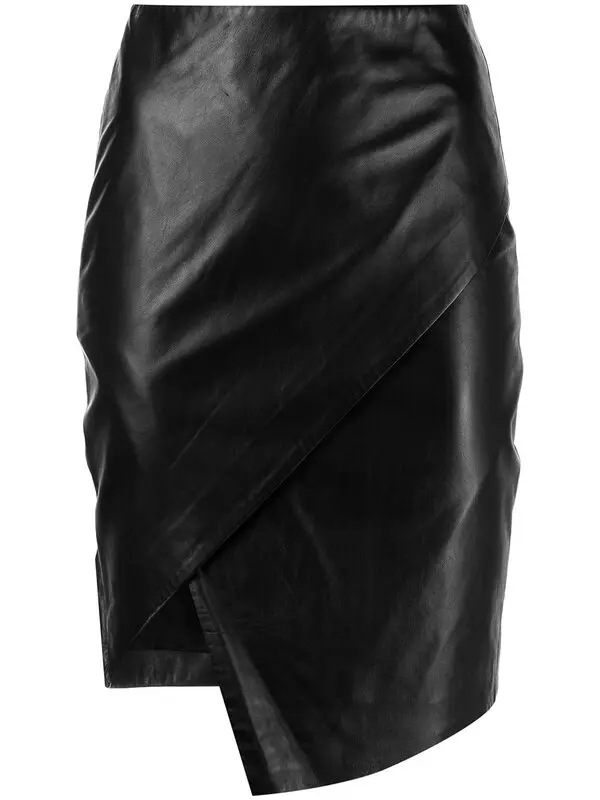 Michelle Mason Leather Wrap Skirt