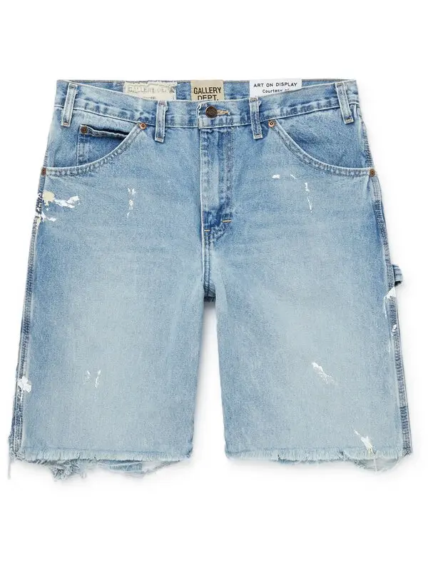 GALLERY DEPT. Carpenter Paint-splattered Distressed Denim Shorts