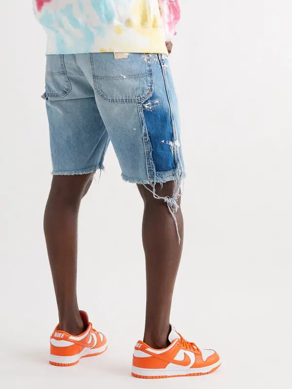 GALLERY DEPT. Carpenter Paint-splattered Distressed Denim Shorts
