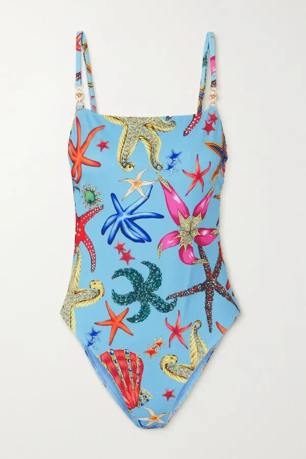 Versace Embellished Printed Swimsuit