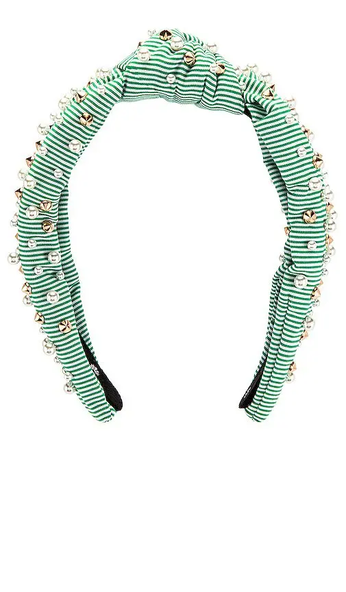 Lele Sadoughi Seersucker Embellished Knotted Headband In  display picture 1