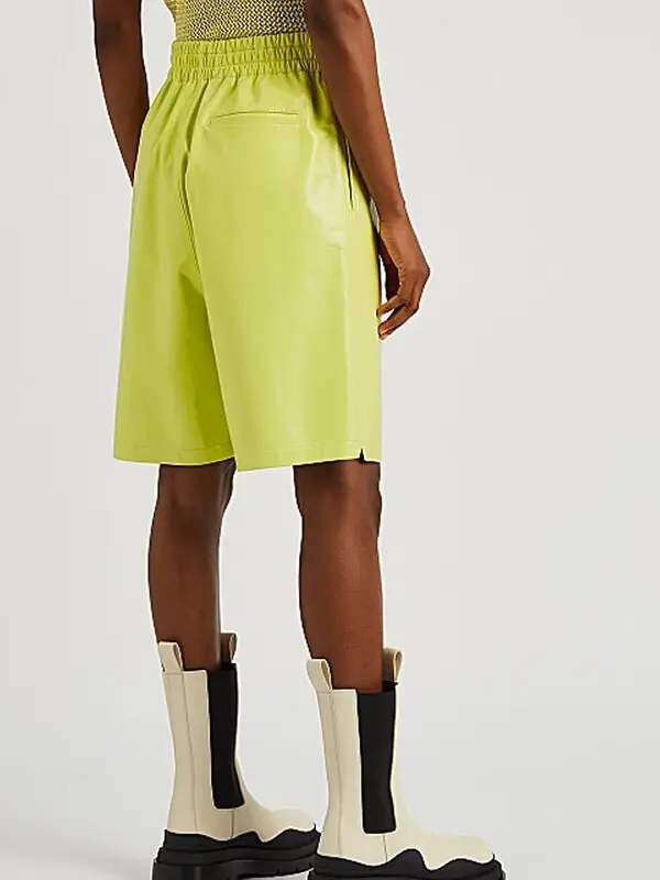 Bottega Veneta Lime Leather Shorts