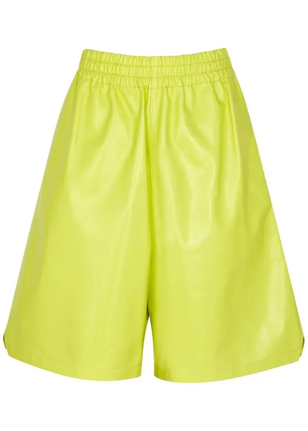 Bottega Veneta Lime Leather Shorts