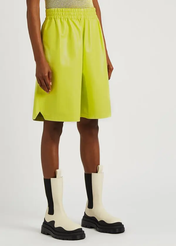 Bottega Veneta Lime Leather Shorts