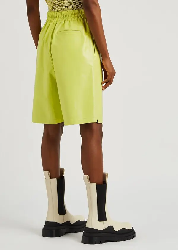 Bottega Veneta Lime Leather Shorts