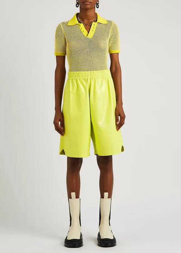 Bottega Veneta Lime Leather Shorts