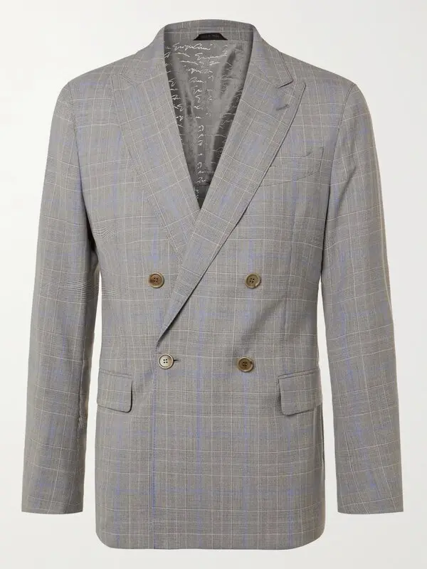 Giorgio Armani Slim-fit Double-breasted Prince Of Wales Checked Wool Suit Jacket