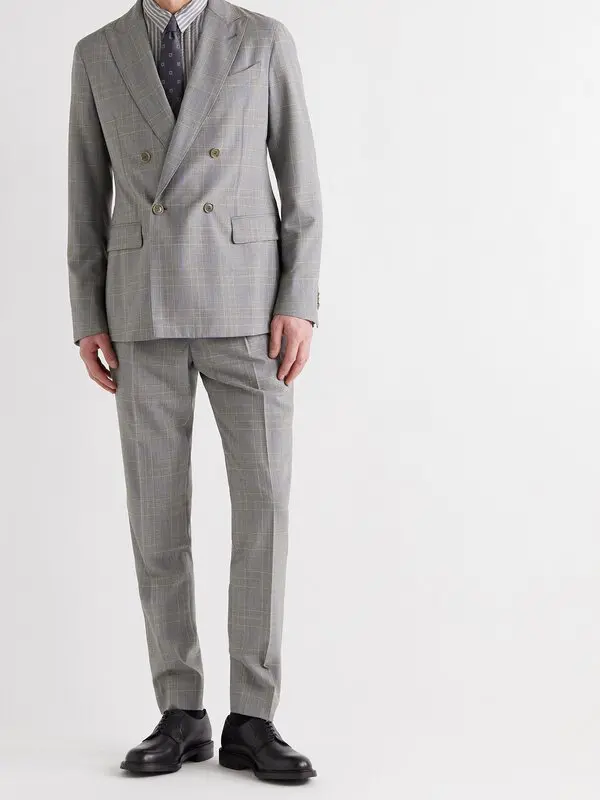 Giorgio Armani Slim-fit Double-breasted Prince Of Wales Checked Wool Suit Jacket