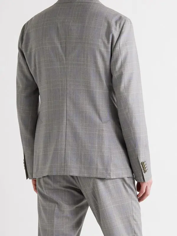 Giorgio Armani Slim-fit Double-breasted Prince Of Wales Checked Wool Suit Jacket