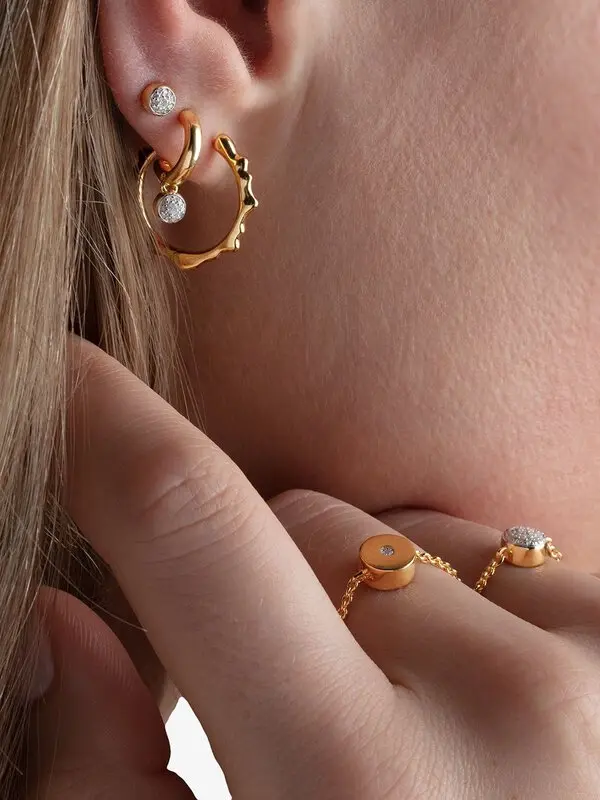 Monica Vinader Fiji Tiny Button Diamond Earrings