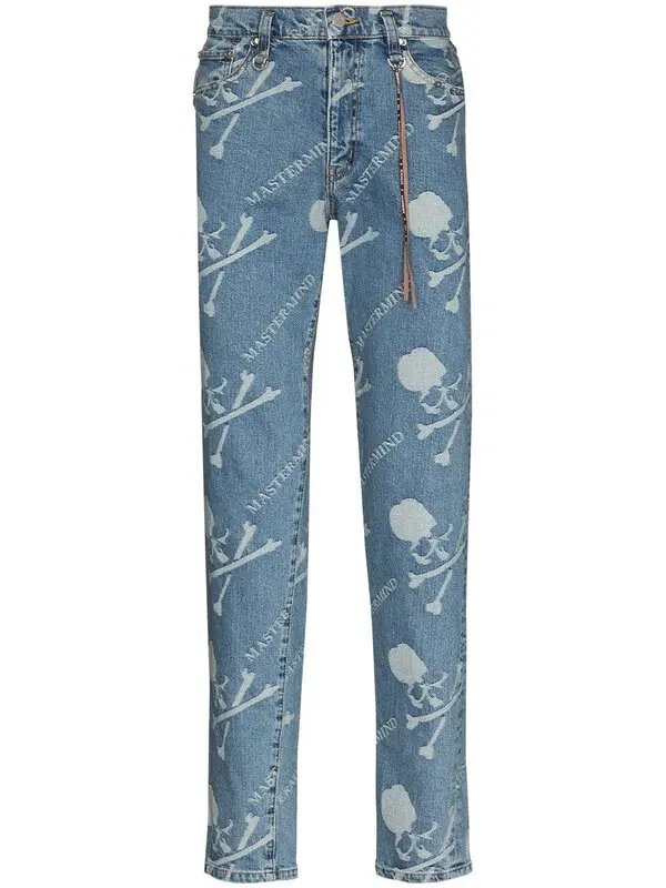 MASTERMIND WORLD All-over Logo Lim-fit Jean