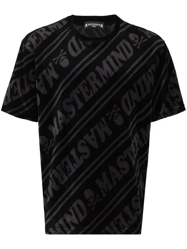 MASTERMIND WORLD Logo-print Velour T-shirt - Grey