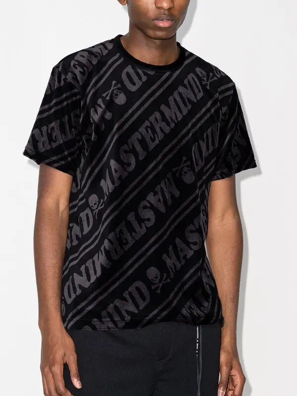 MASTERMIND WORLD Logo-print Velour T-shirt - Grey
