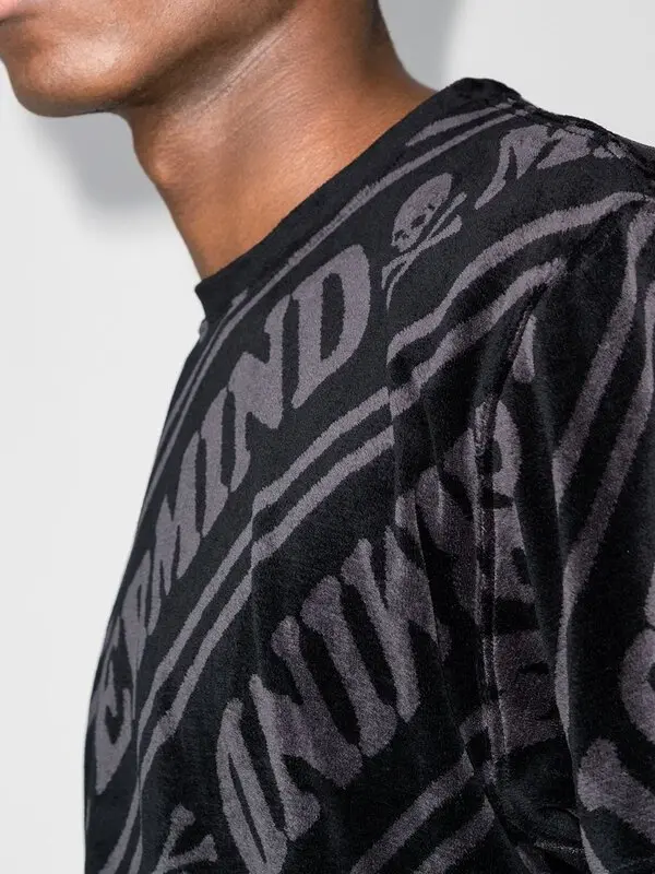 MASTERMIND WORLD Logo-print Velour T-shirt - Grey