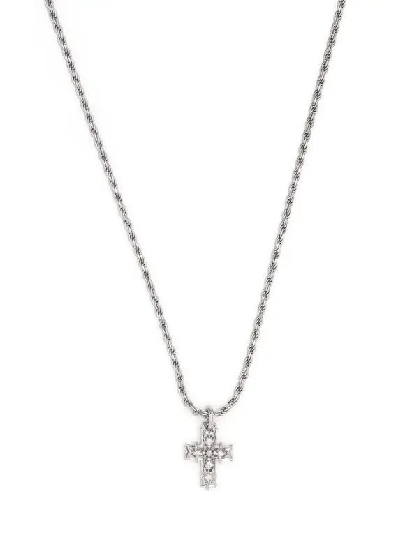 Emanuele Bicocchi Diamond Cross Pendant Necklace - Silver