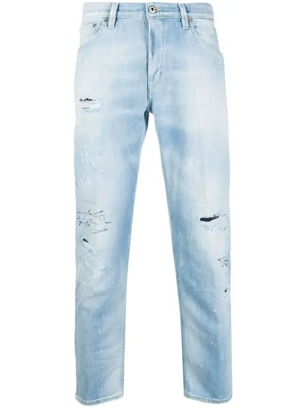 DONDUP Distressed Straight Leg Jeans - Blue