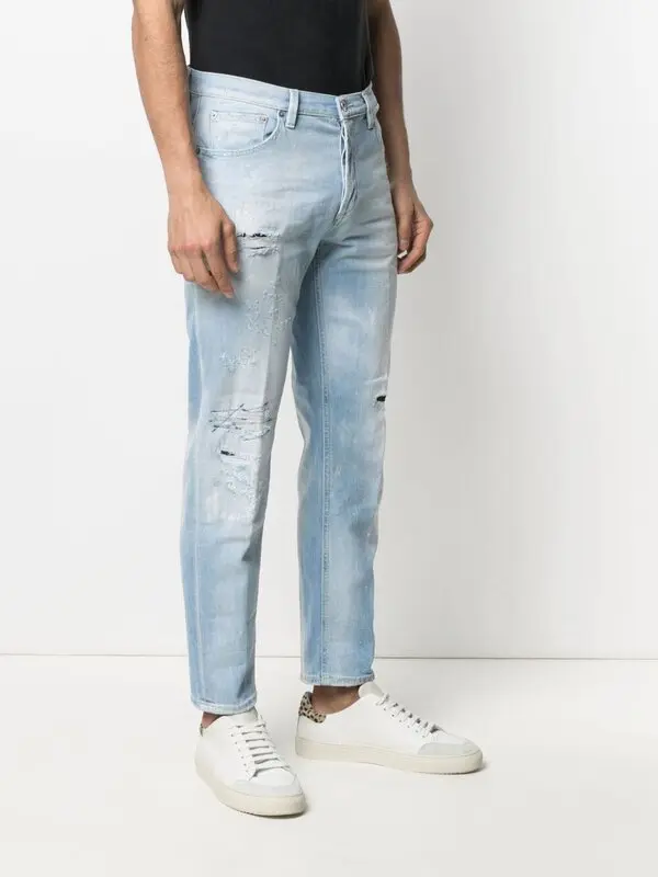 DONDUP Distressed Straight Leg Jeans - Blue