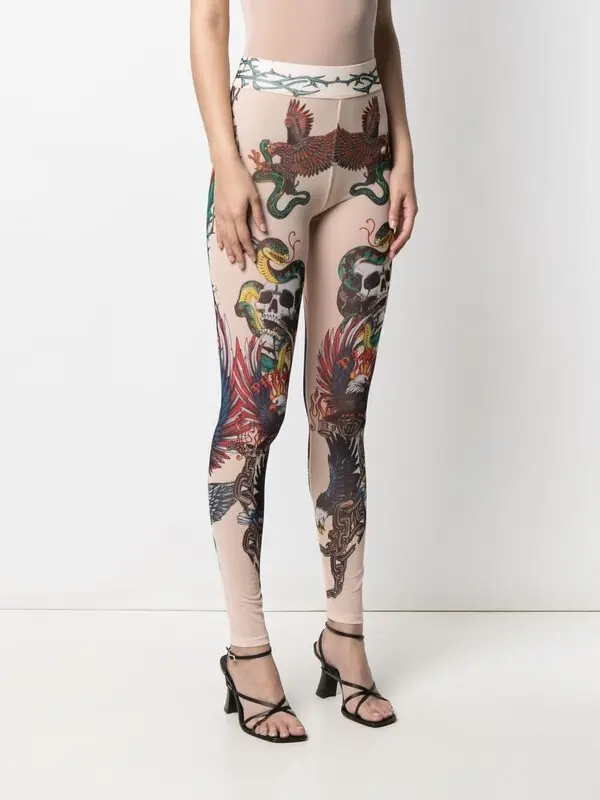 Philipp Plein Tattoo-print Semi-sheer Leggings