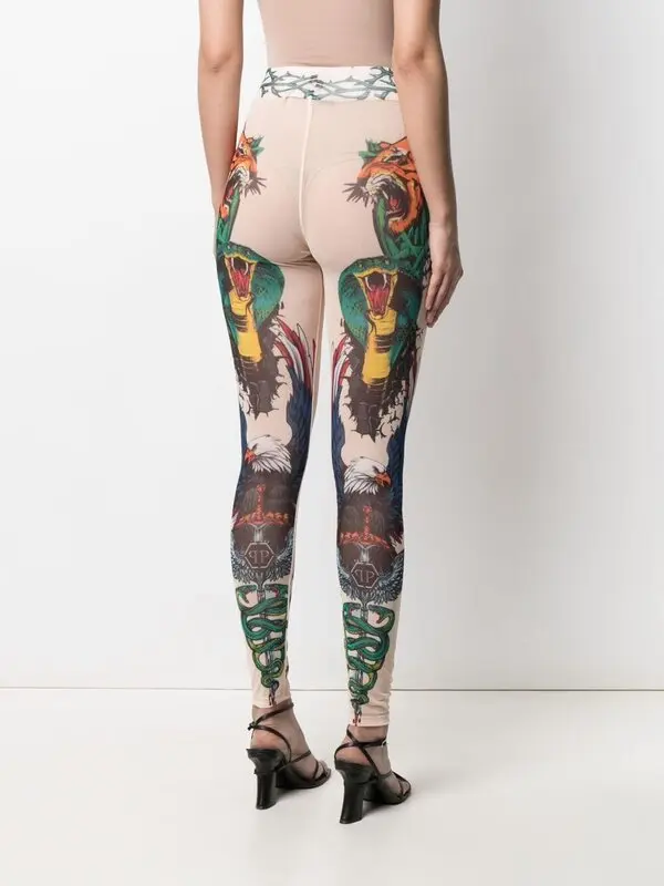 Philipp Plein Tattoo-print Semi-sheer Leggings