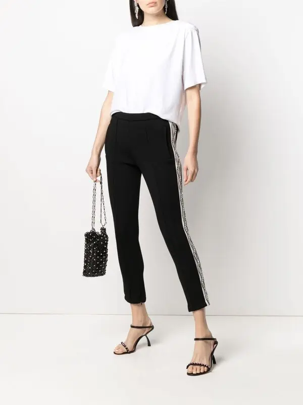 Philipp Plein Crystal-embellished Cropped Track Trousers
