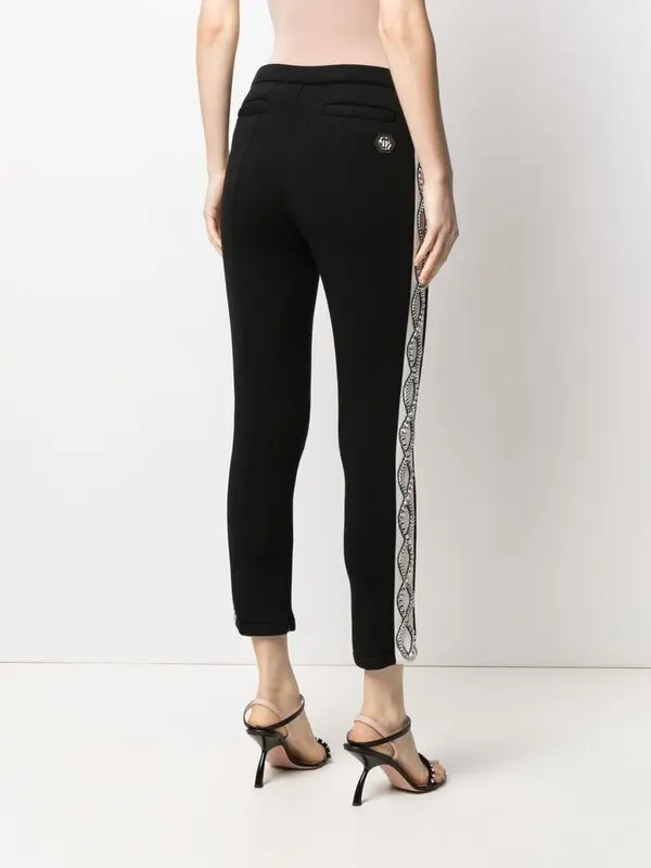 Philipp Plein Crystal-embellished Cropped Track Trousers