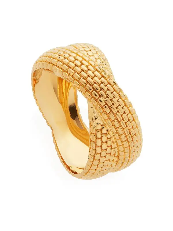 Monica Vinader Woven Cross Ring - Gold