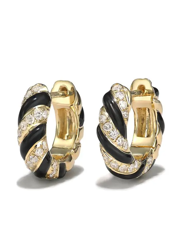 Yvonne Léon 9kt Yellow Crystal Hoop Earrings - Gold