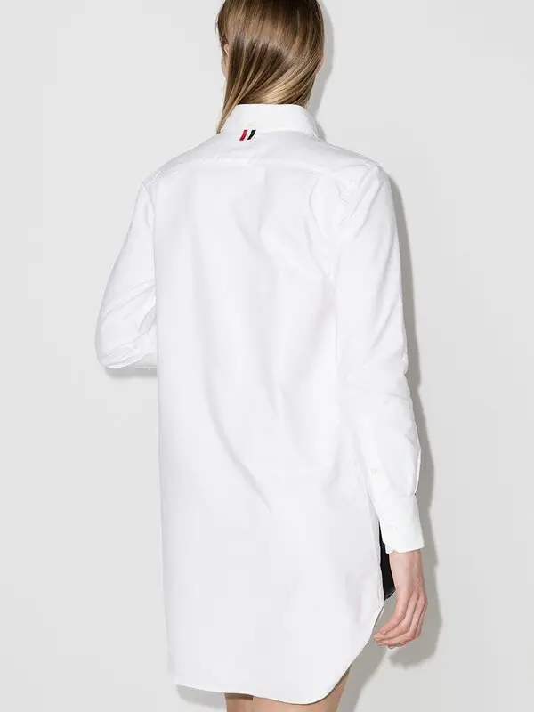 Thom Browne Rwb Stripe Mini Shirtdress - White