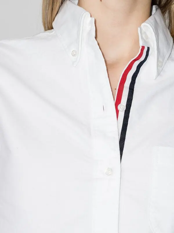 Thom Browne Rwb Stripe Mini Shirtdress - White