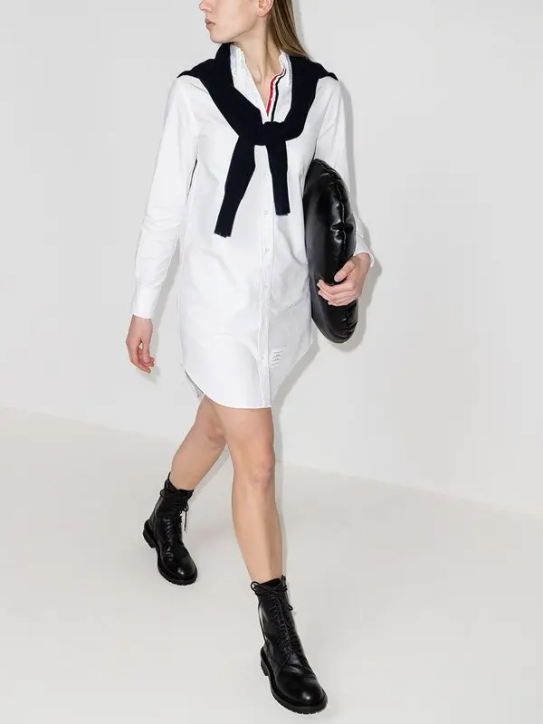Thom Browne Rwb Stripe Mini Shirtdress - White