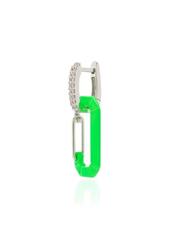 EERA 18kt White Gold Chiara Diamond Drop Earring - Green