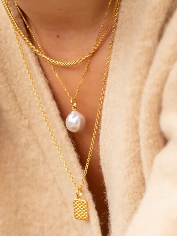 Monica Vinader Nura Baroque Pearl Pendant Charm - Gold