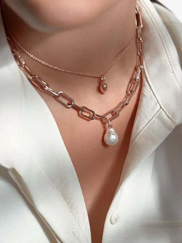 Monica Vinader Nura Baroque Pearl Pendant Charm - Pink