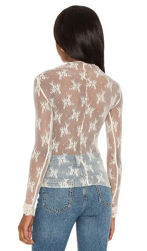 Free People Lady Lux Layering Top Sheer Floral Mesh - Evening Creme