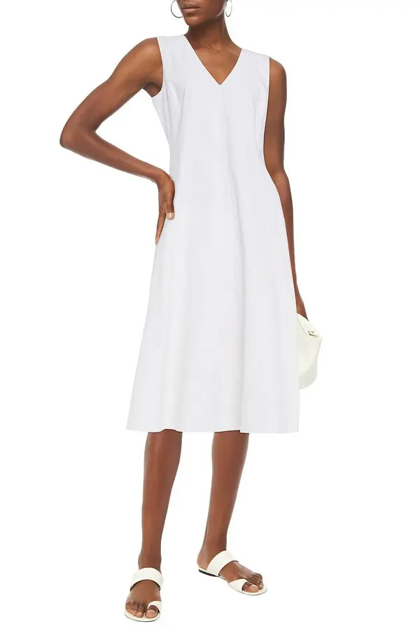 Theory Linen-Blend Midi Dress In Off-White - 75% Off | Editorialist