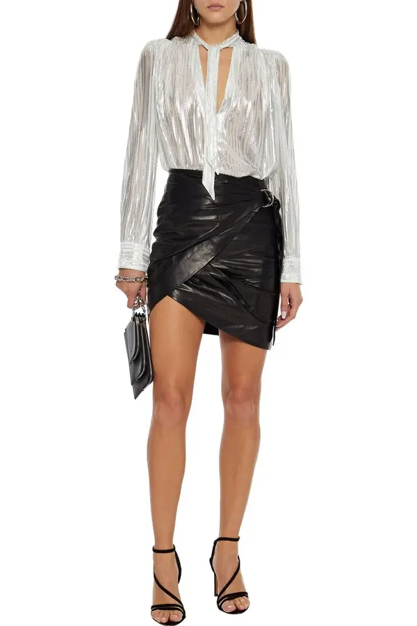 Iro Paris Dybal Wrap-Effect Belted Leather Mini Skirt In Black