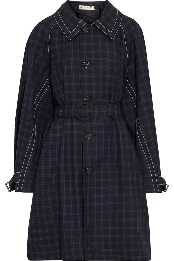 ジャケット・アウター 2015AW MARNI Wool Trench Coat MARNI Reversible checked wool-blend felt and twill coat | THE OUTNET
