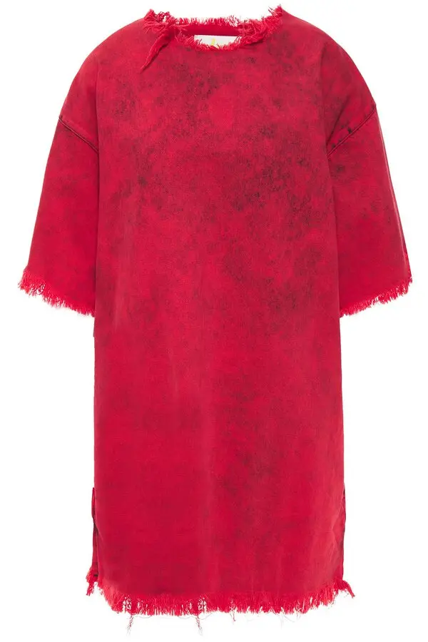 marques almeida frayed denim dress Marques'Almeida Asymmetric Frayed Denim Dress