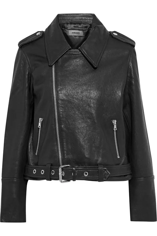 J Brand Maysen Leather Biker Jacket In Black 55% Off Editorialist