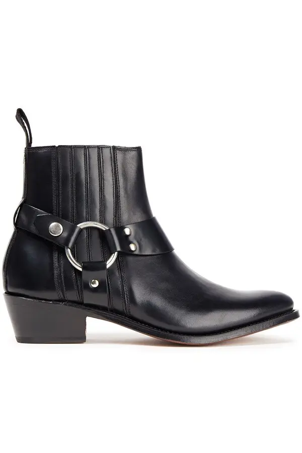 Grenson Marley Ring-embellished Glossed-leather Ankle Boots
