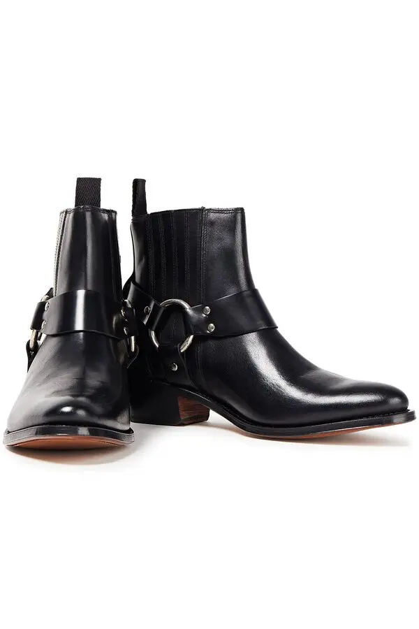 Grenson Marley Ring-embellished Glossed-leather Ankle Boots