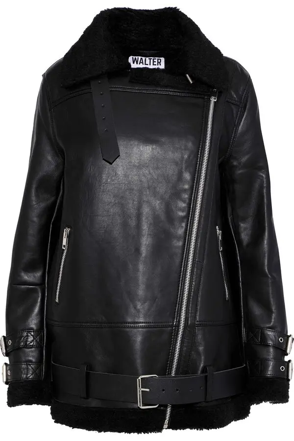 Walter Baker Adele Faux Shearling-trimmed Leather Jacket Size