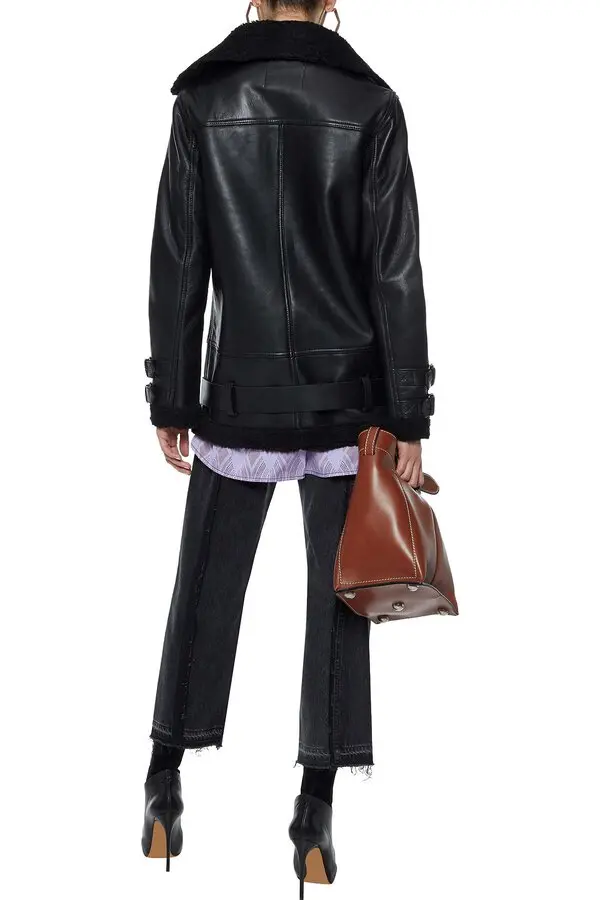 Walter Baker Adele Faux Shearling-trimmed Leather Jacket Size