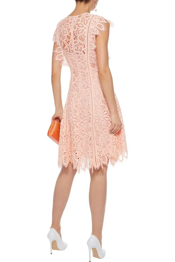 Lela Rose Corded Lace Mini Dress In Baby Pink - 60% Off | Editorialist