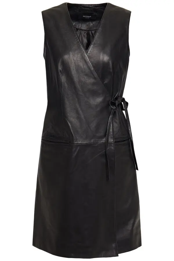 chinese dress ladies Faux Leather Wrap Dress – Stile by Per Lei main image 0