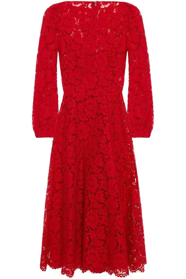 Valentino Garavani Corded Lace Midi Dress In Red - 70% Off | Editorialist
